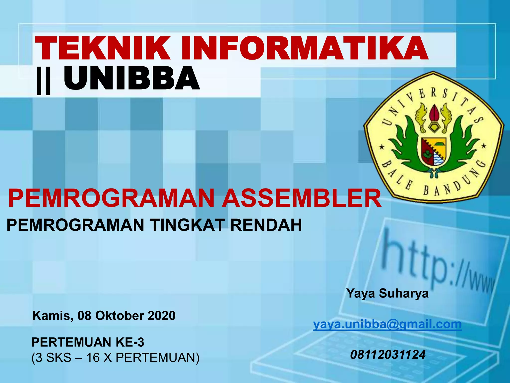 Pemrograman tingkat rendah pertemuan ke-3 - arsitektur komputer-mikroprosesor-bahasa pemrograman ...