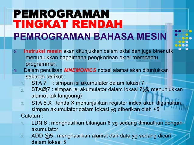 Pemrograman tingkat rendah pertemuan ke-3 - arsitektur komputer ...