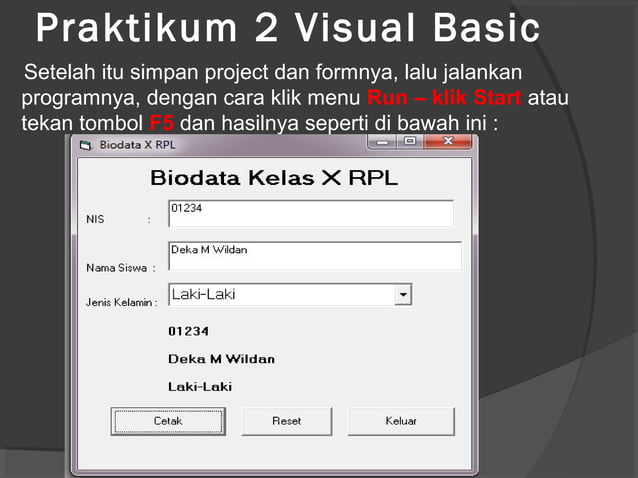 Praktikum Pemrograman visual desktop | PPT