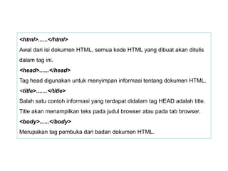 Pengantar pemrograman web HTML | PPTX