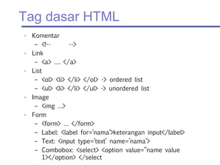 Pengantar pemrograman web HTML | PPTX