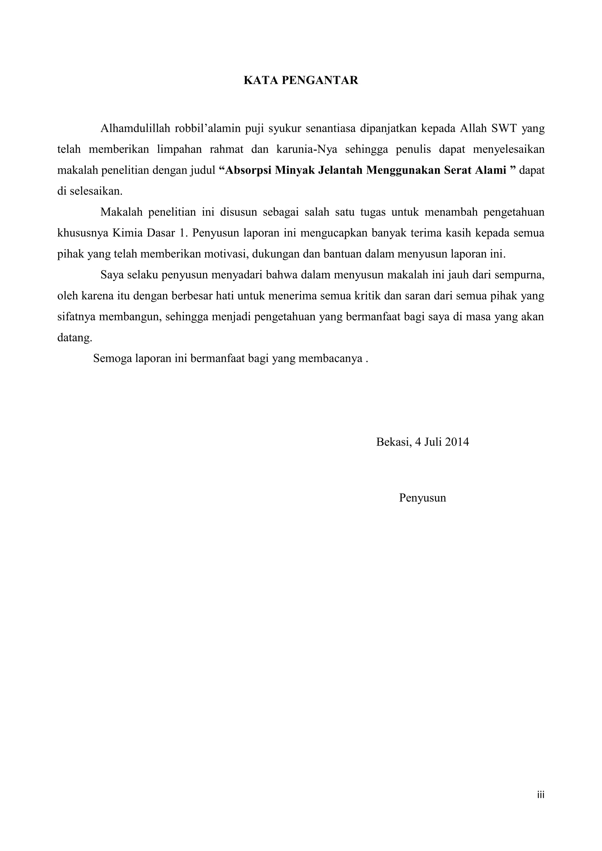 absorspi minyak jelantah dengan serat ampas tebu | PDF