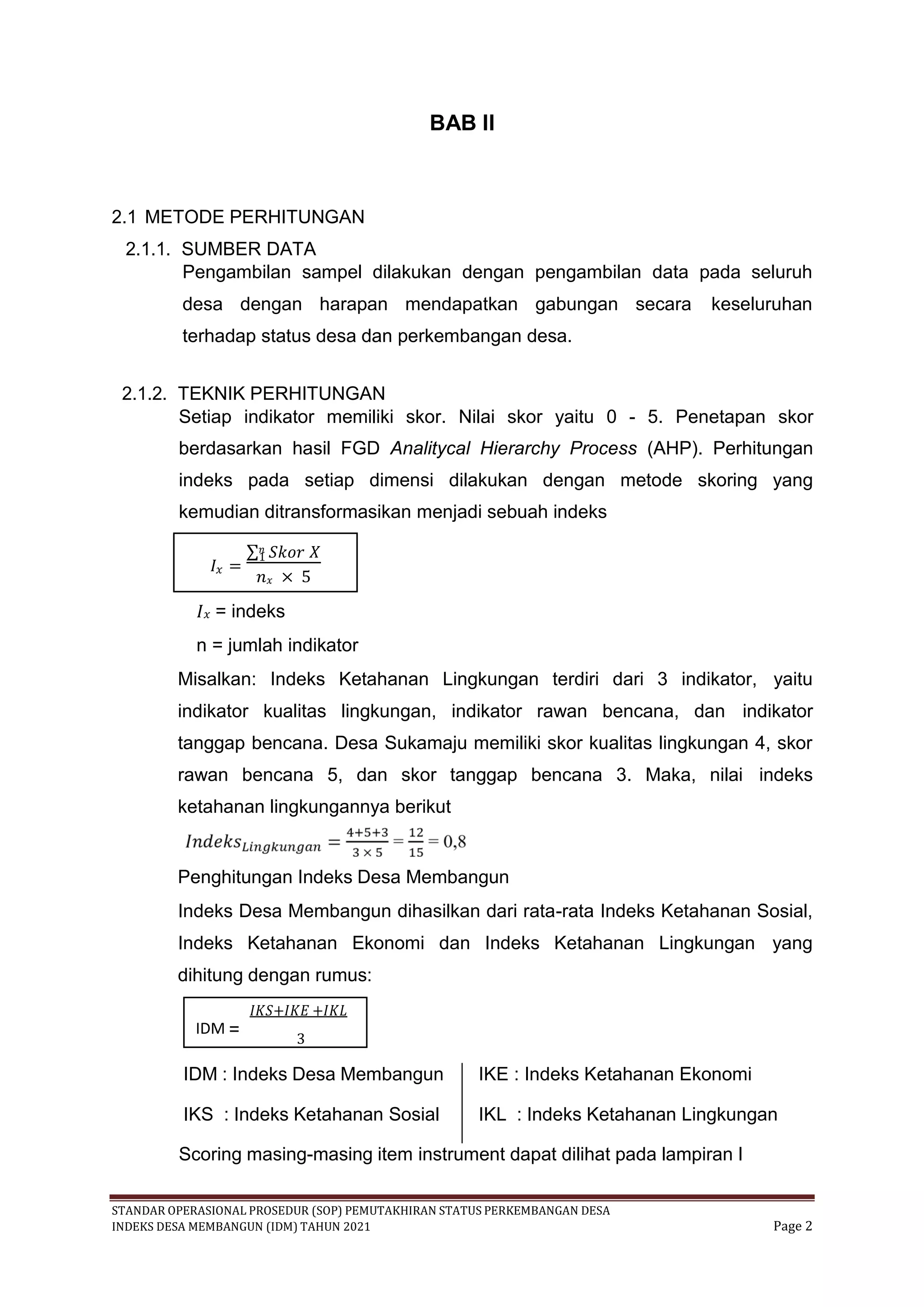 Pemutakhiran Data, SOP IDM dan SOP SDGs DESA 2021 | PDF
