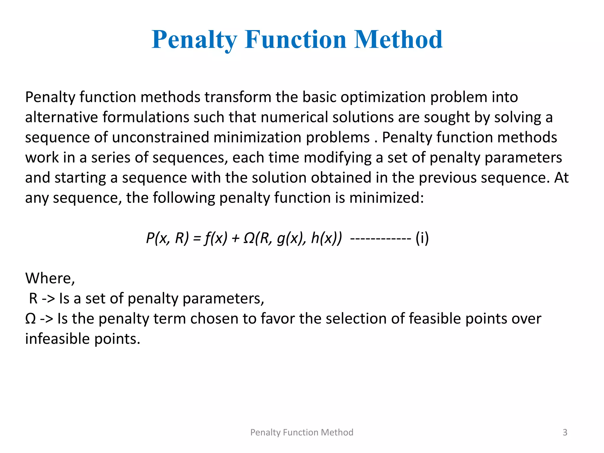 Penalty Function Method in Modern Optimization Techniques | PPTX