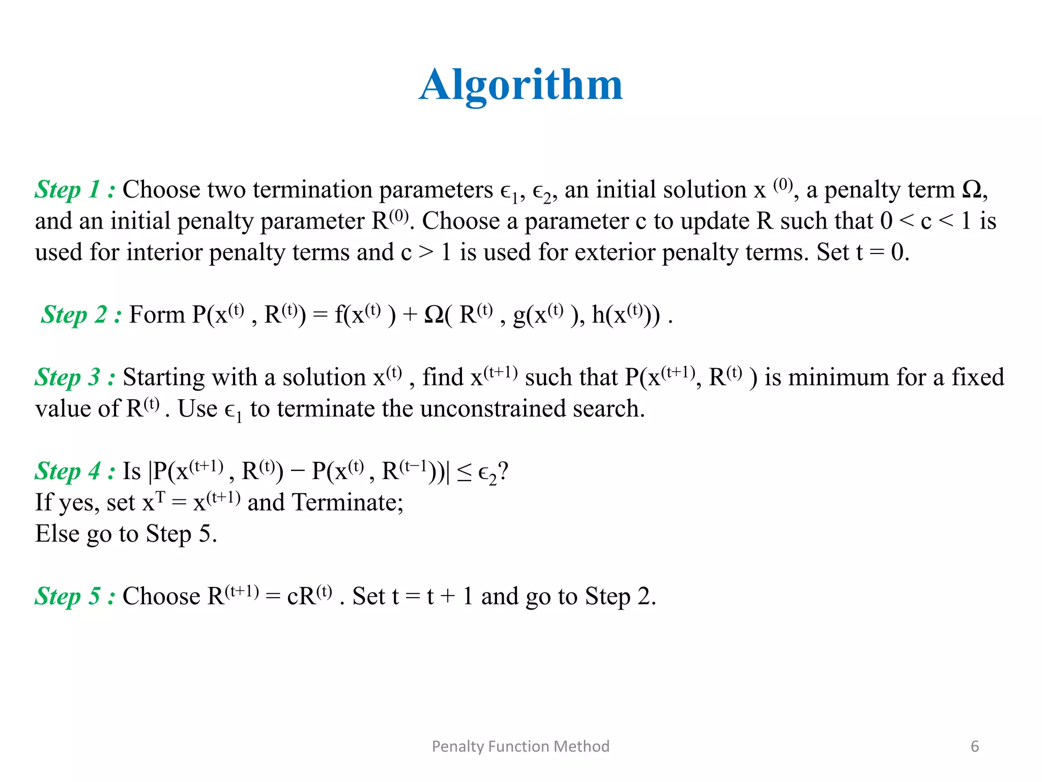 Penalty Function Method in Modern Optimization Techniques | PPTX