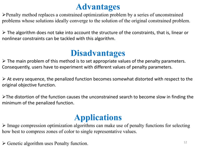 Penalty Function Method in Modern Optimization Techniques | PPTX