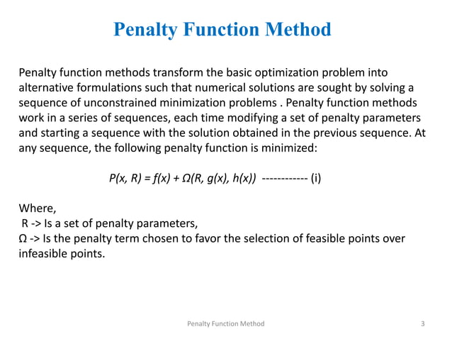 Penalty Function Method in Modern Optimization Techniques | PPTX