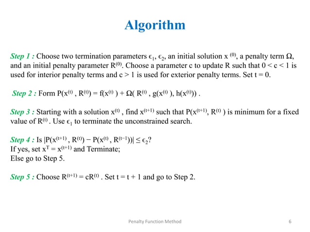 Penalty Function Method in Modern Optimization Techniques | PPTX