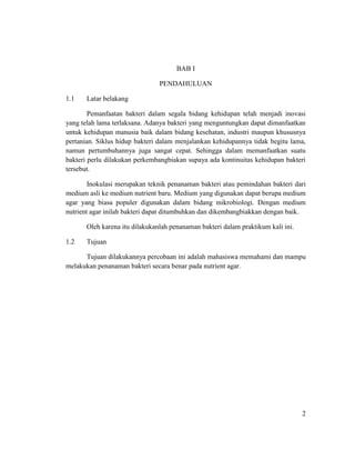 Penanaman bakteri pada nutrien agar miring | PDF