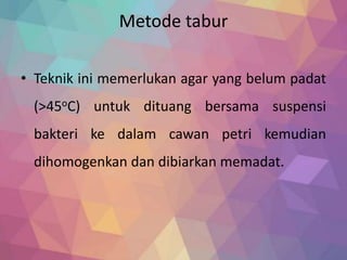 Penanaman dan isolasi mikroba, mikrobiologi | PPTX