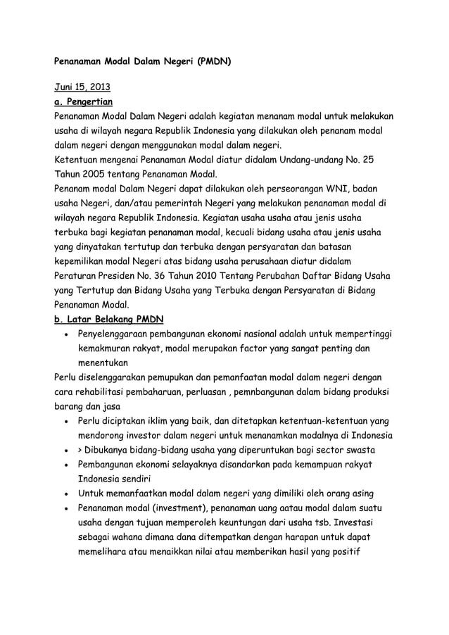 Penanaman modal dalam negeri SMA 1 RAHA KABUPATEN MUNA | PDF