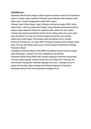 Penanaman modal dalam negeri SMA 1 RAHA KABUPATEN MUNA | PDF