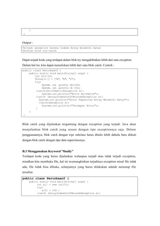 Penanganan kesalahan menangkap exception | PDF