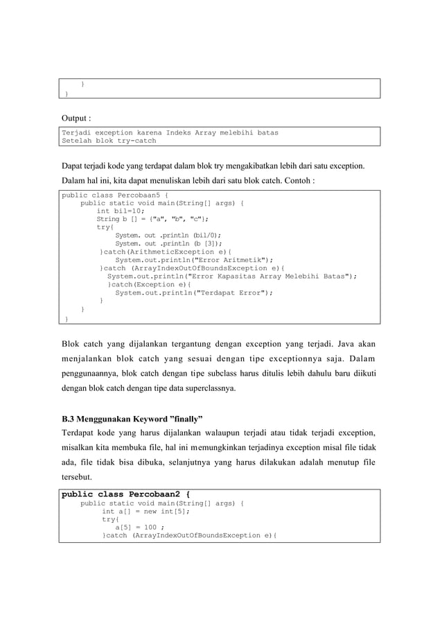 Penanganan kesalahan menangkap exception | PDF