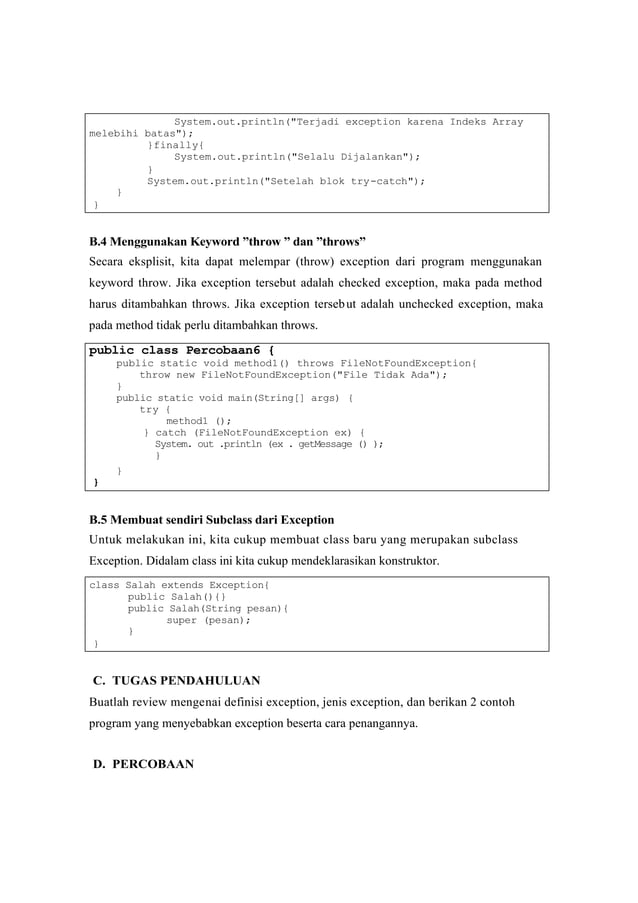 Penanganan kesalahan menangkap exception | PDF
