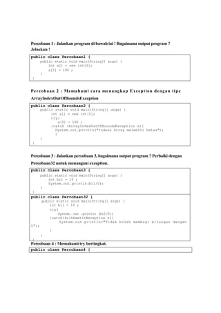 Penanganan kesalahan menangkap exception | PDF