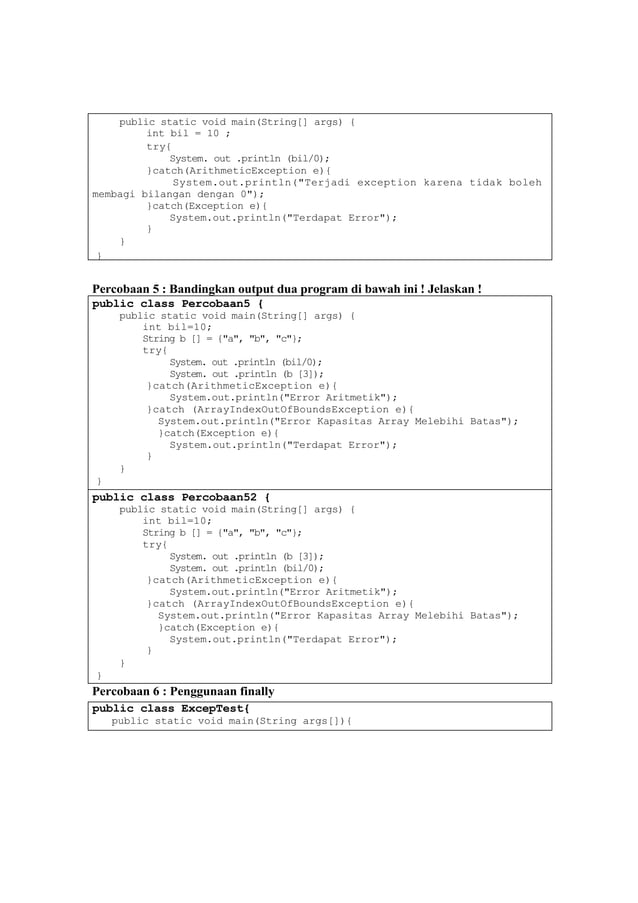 Penanganan kesalahan menangkap exception | PDF