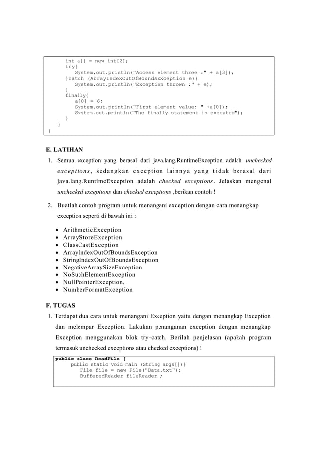 Penanganan kesalahan menangkap exception | PDF