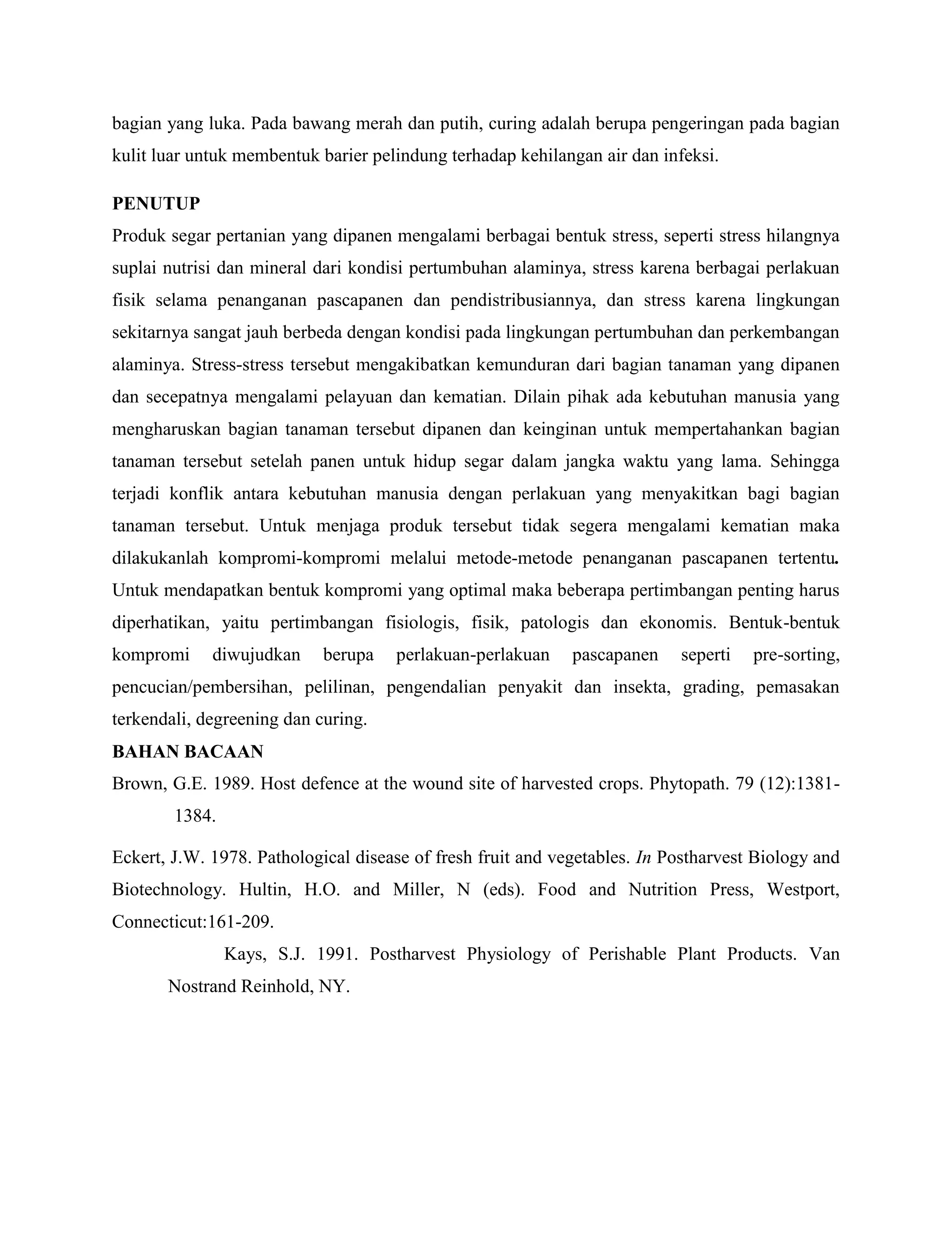 Penanganan pascapanen buah dan sayuran segar | DOCX