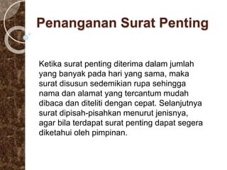 Penanganan surat dan dukumen siti atikah | PPTX