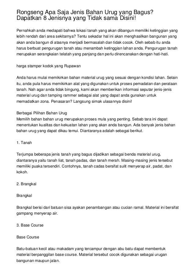 Rongseng Apa Saja Jenis Bahan Urug yang Bagus? Dapatkan 8 Jenisnya yang ...