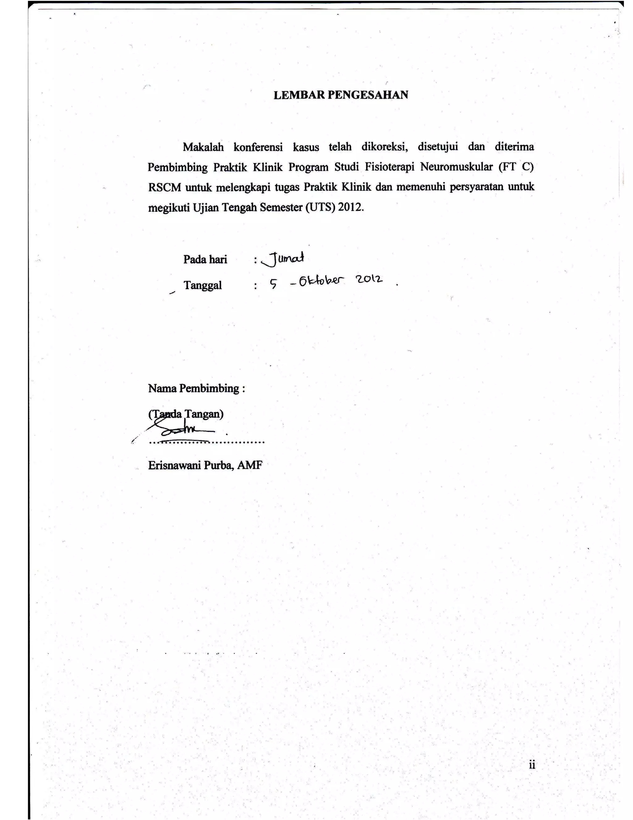Penatalaksanaan fisioterapi pada kasus brakhialgia ec spondiloarthrosis ...