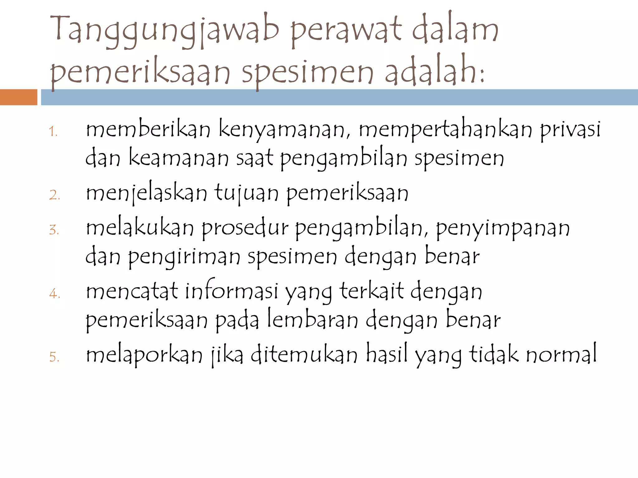 Penatalaksanaan spesimen | PPTX