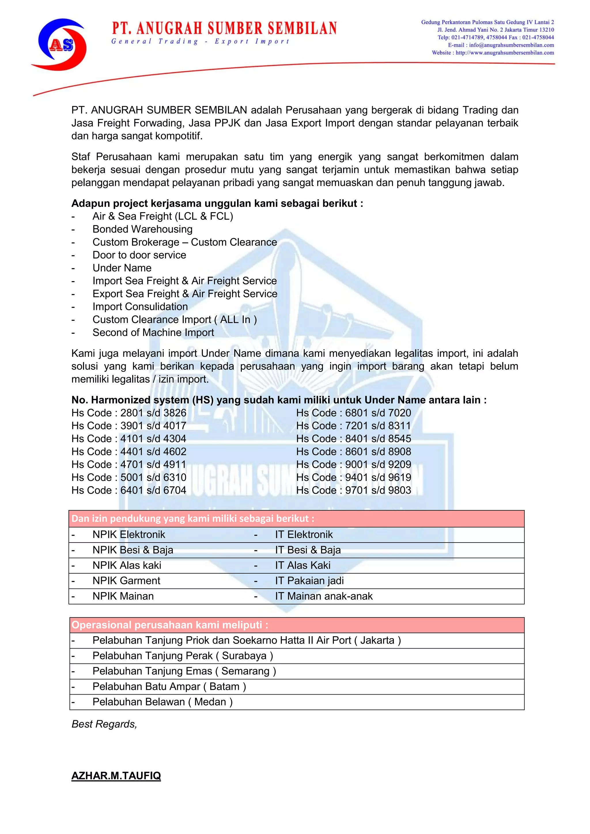 Penawaran custom import | PDF