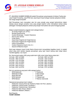 Penawaran customs import export | PDF