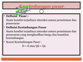 Penawaran dan keseimb pasar1(kuliah ke 3) | PPT