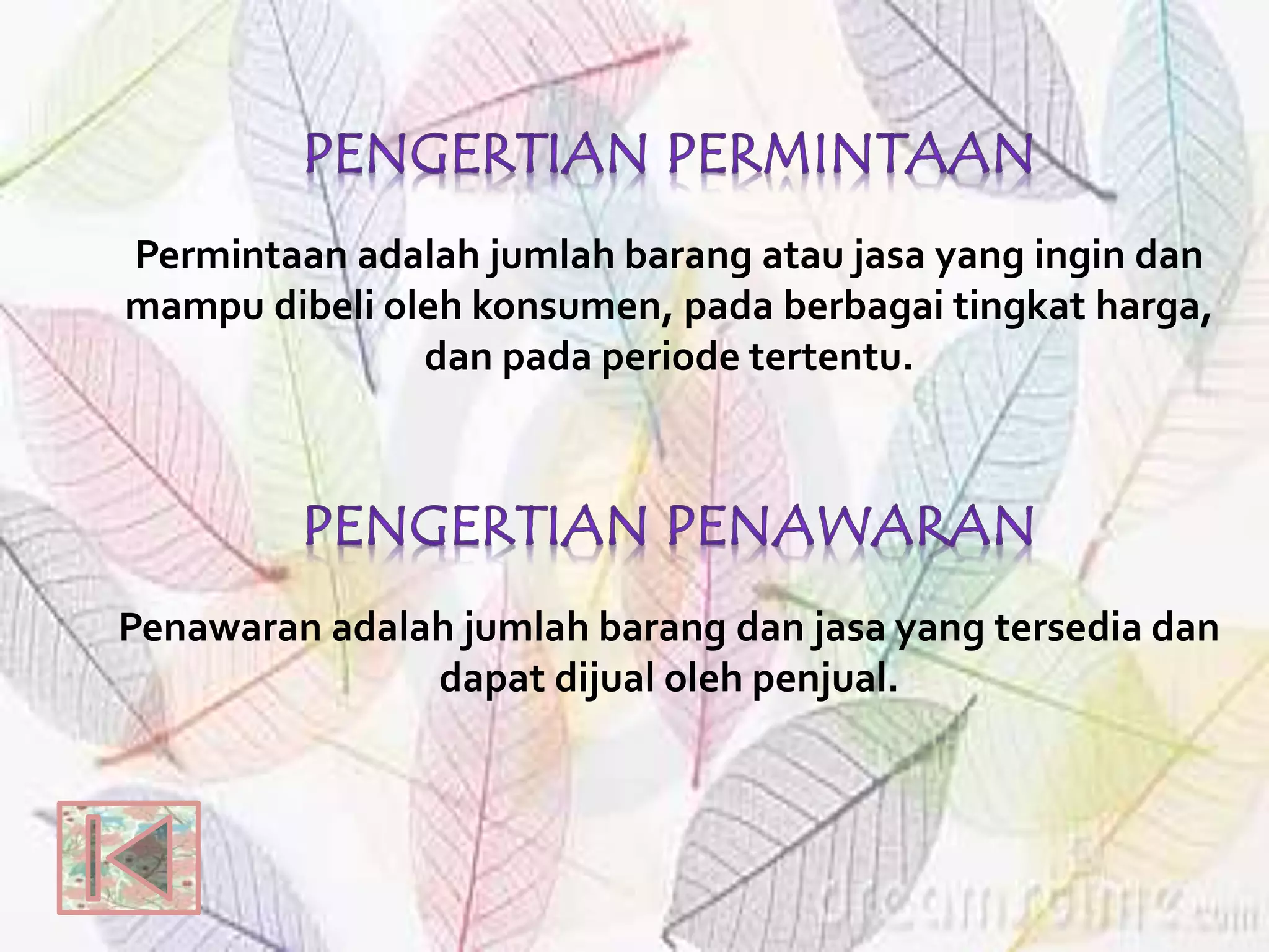 Penawaran dan permintaan Ekonomi Kelas X | PPTX