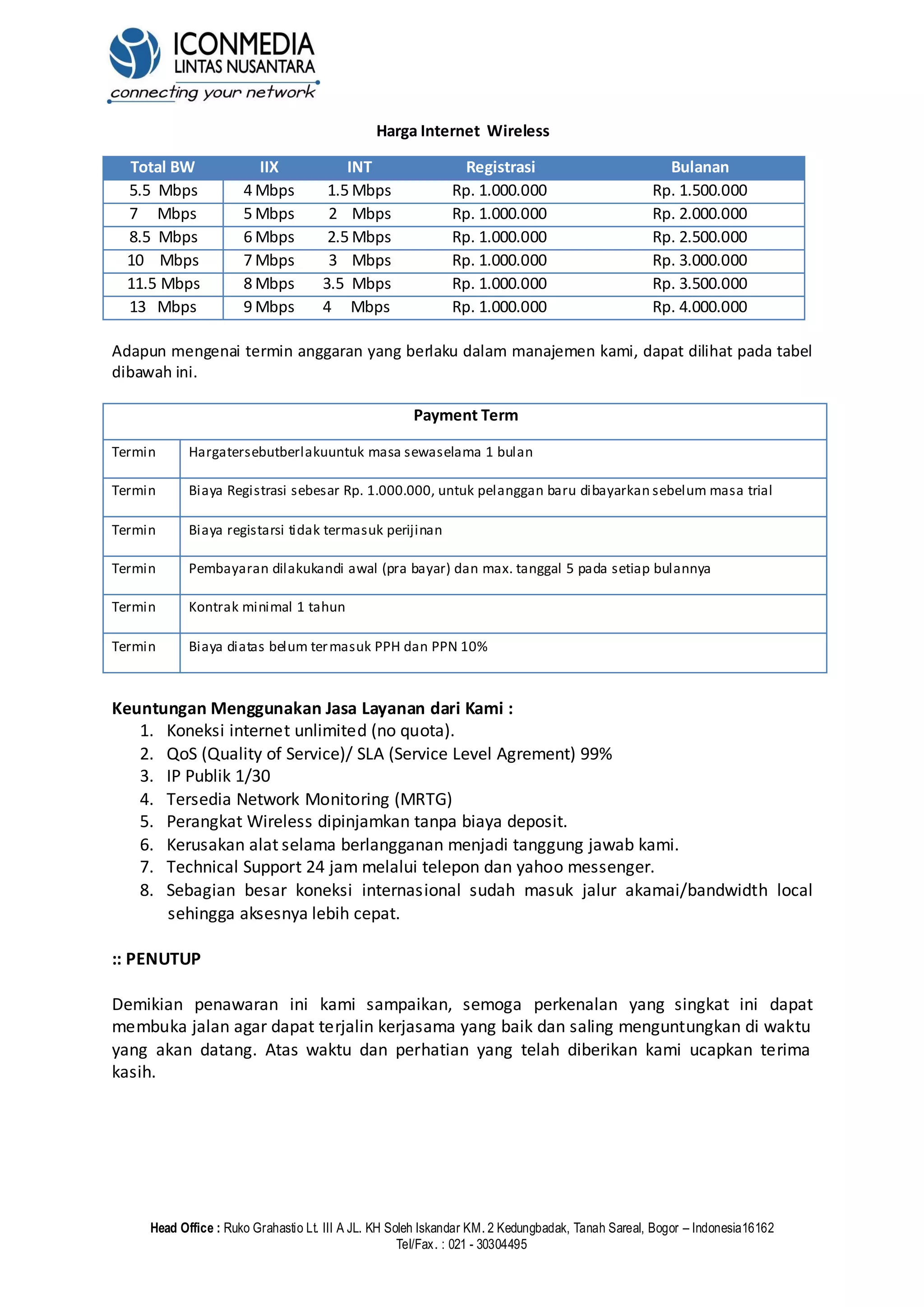 Penawaran koneksi internet - Brankas Arsip | PDF