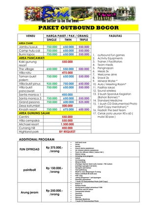HARGA PAKET OUTBOUND | PAKET OUTBOUND BOGOR | TEMPAT OUTBOUND BOGOR | PDF
