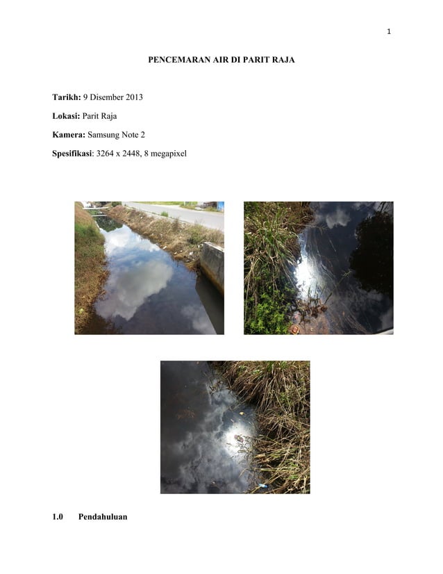 Pencemaran air di parit raja | DOC