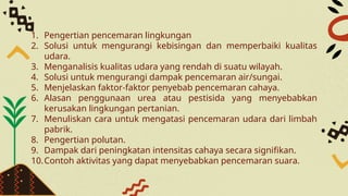 Bab Pencemaran Kelas X Kurikulum Merdeka | PPTX