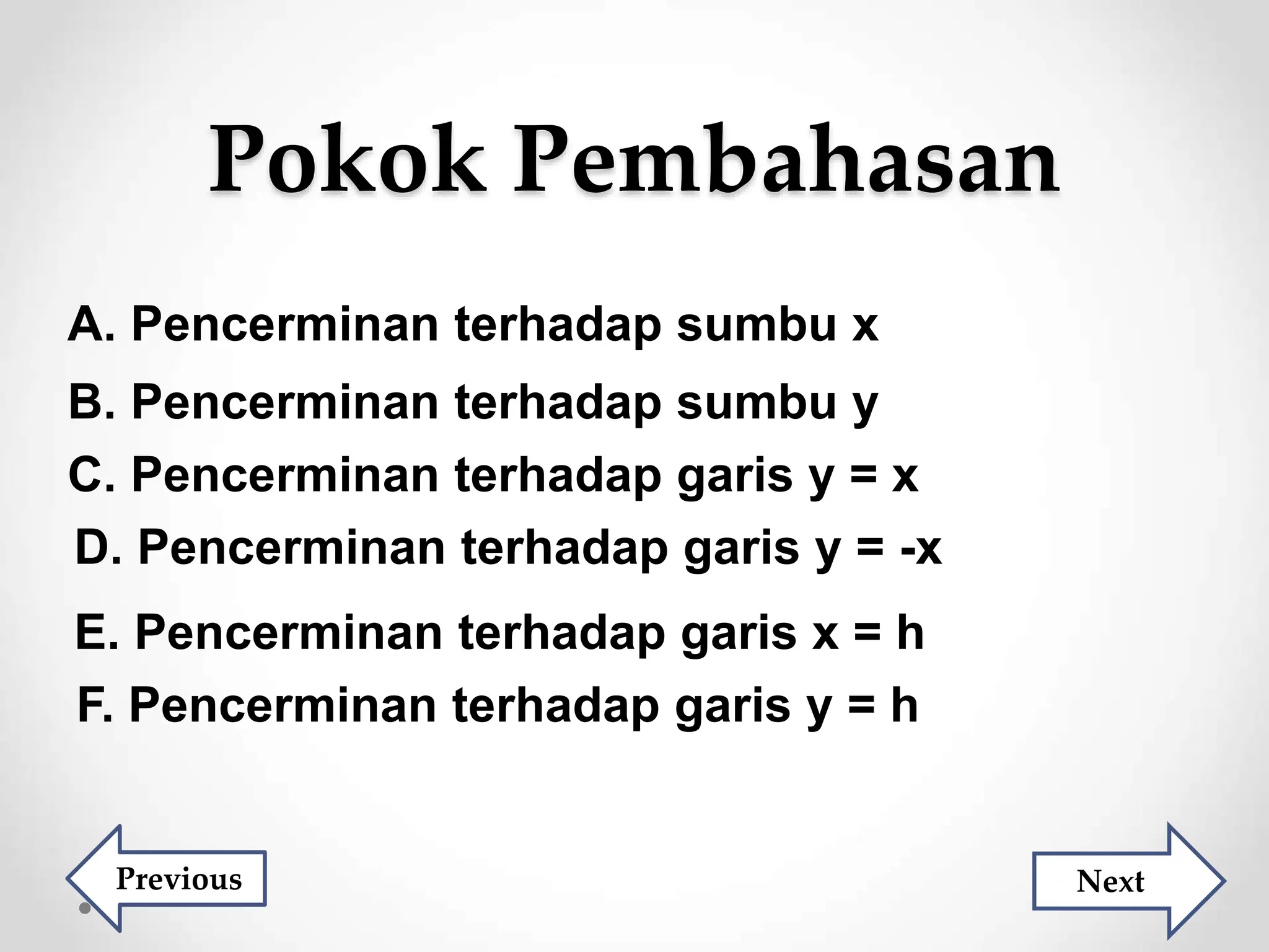 Materi transformasi geometri pencerminan.ppt