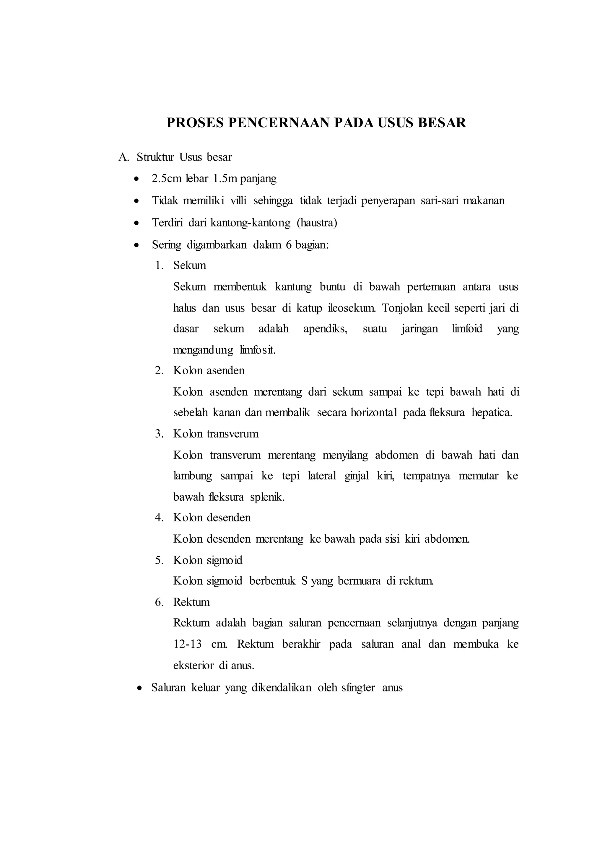 Pencernaan di usus besar | PDF