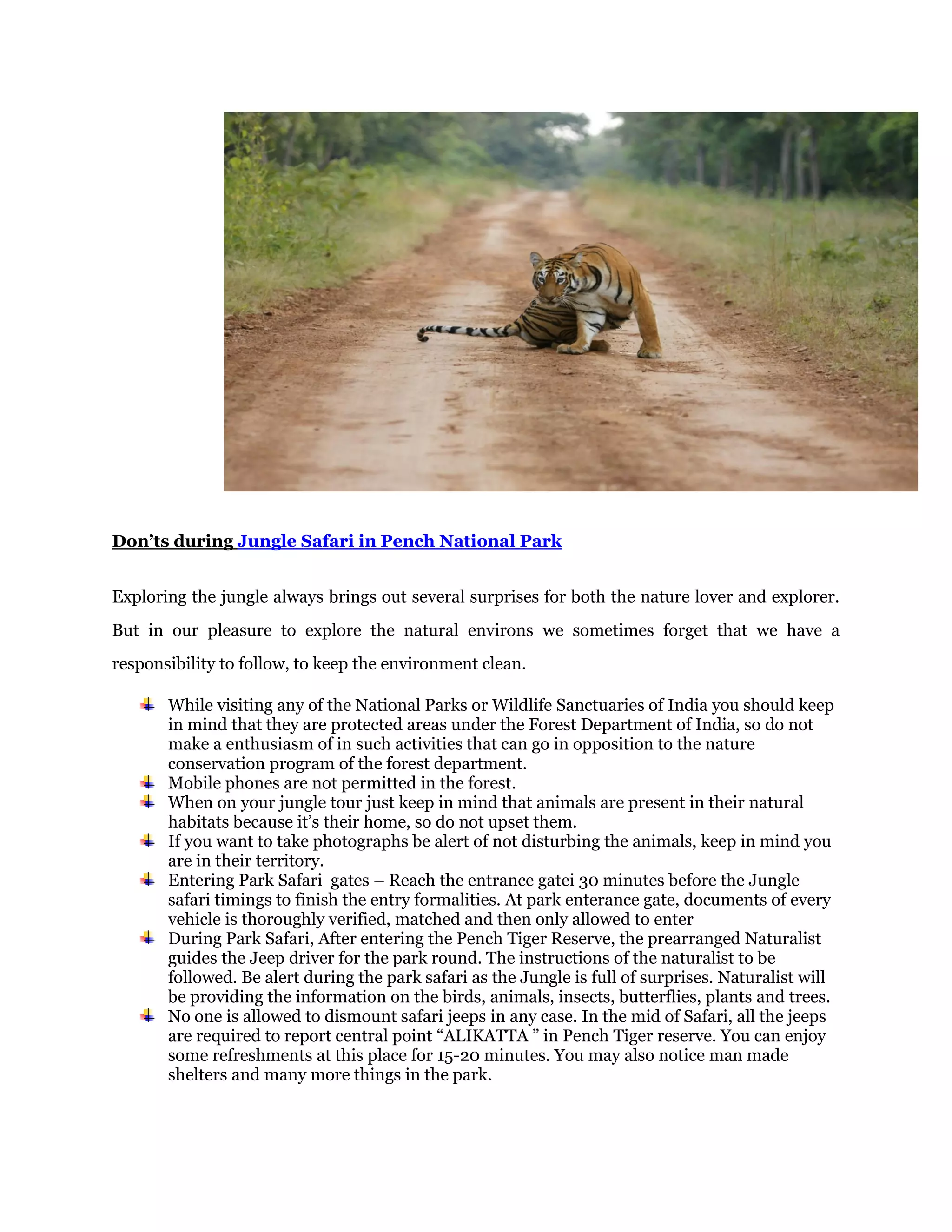 Pench jungle safari do's and don'ts of safari | PDF