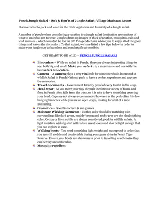 Pench jungle safari do's and don'ts of safari | PDF