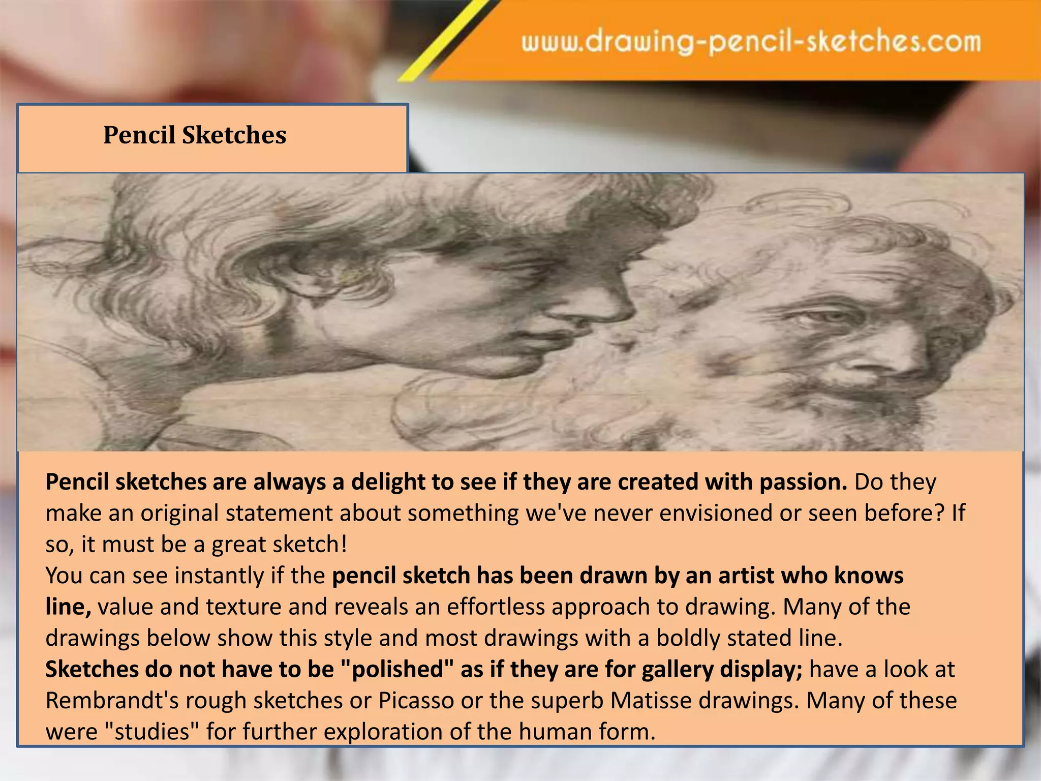 Pencil sketch art classes: Drawing-pencil-sketches | PPTX