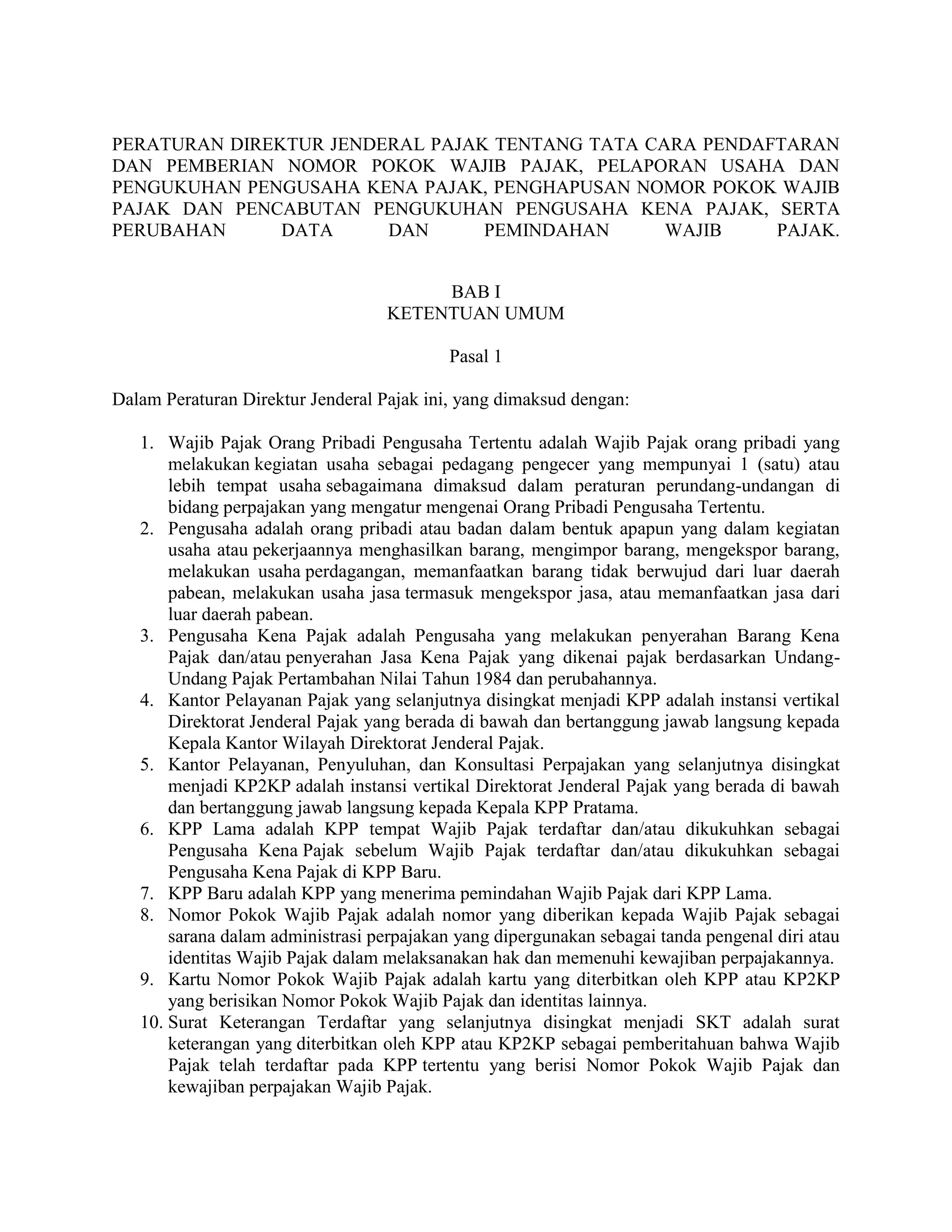 nomor pokok wajib pajak dan pengukuhan pengusaha kena pajak | DOCX