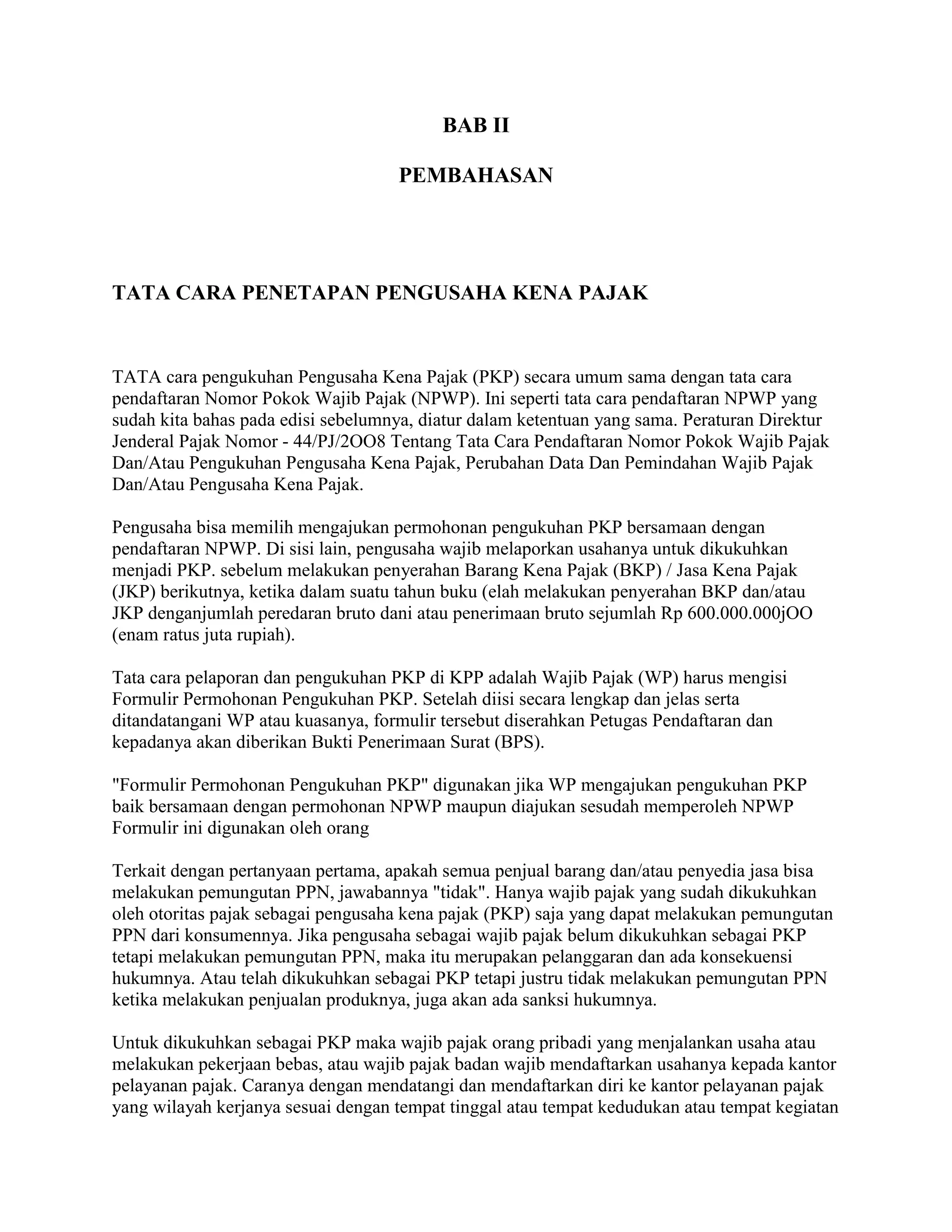 nomor pokok wajib pajak dan pengukuhan pengusaha kena pajak | DOCX