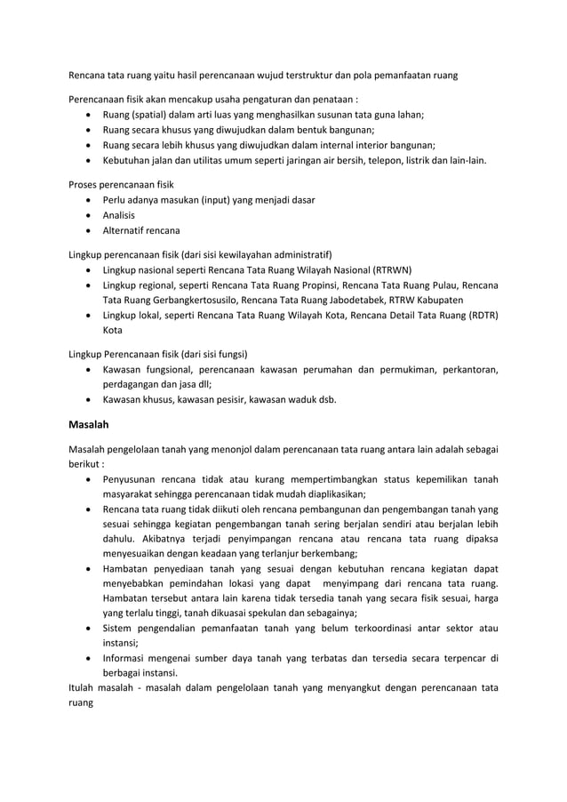 Pendaftaran tanah menunjang perencanaan fisik | PDF Pendaftaran tanah menunjang perencanaan fisik | PDF