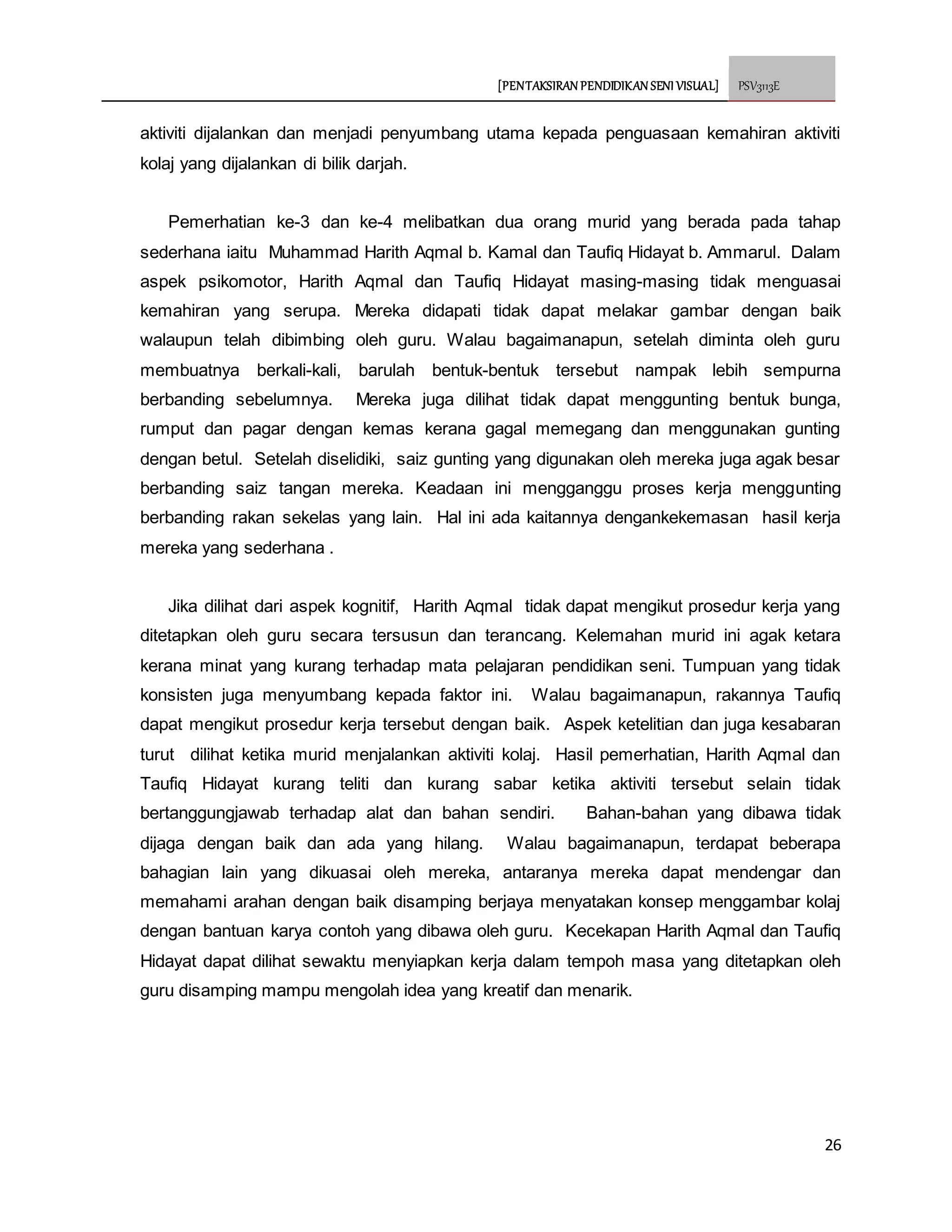 Pentaksiran dalam pendidikan seni | DOCX
