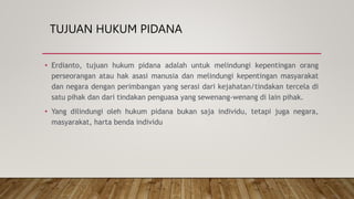 PENDAHULUAN HUKUM PIDANA untuk kelas pengantar hukum indonesia | PPTX