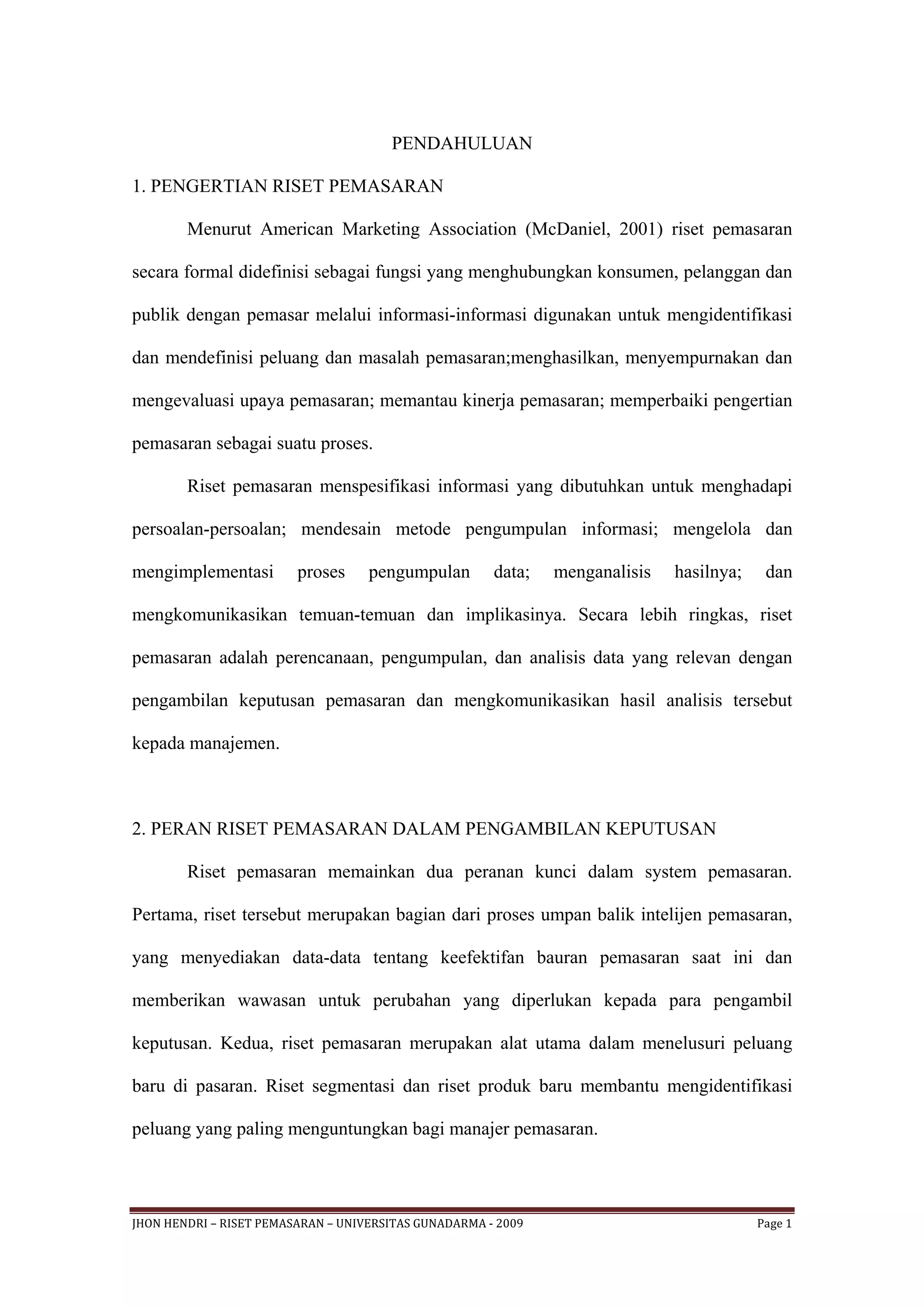 Pendahuluan riset pemasaran | PDF