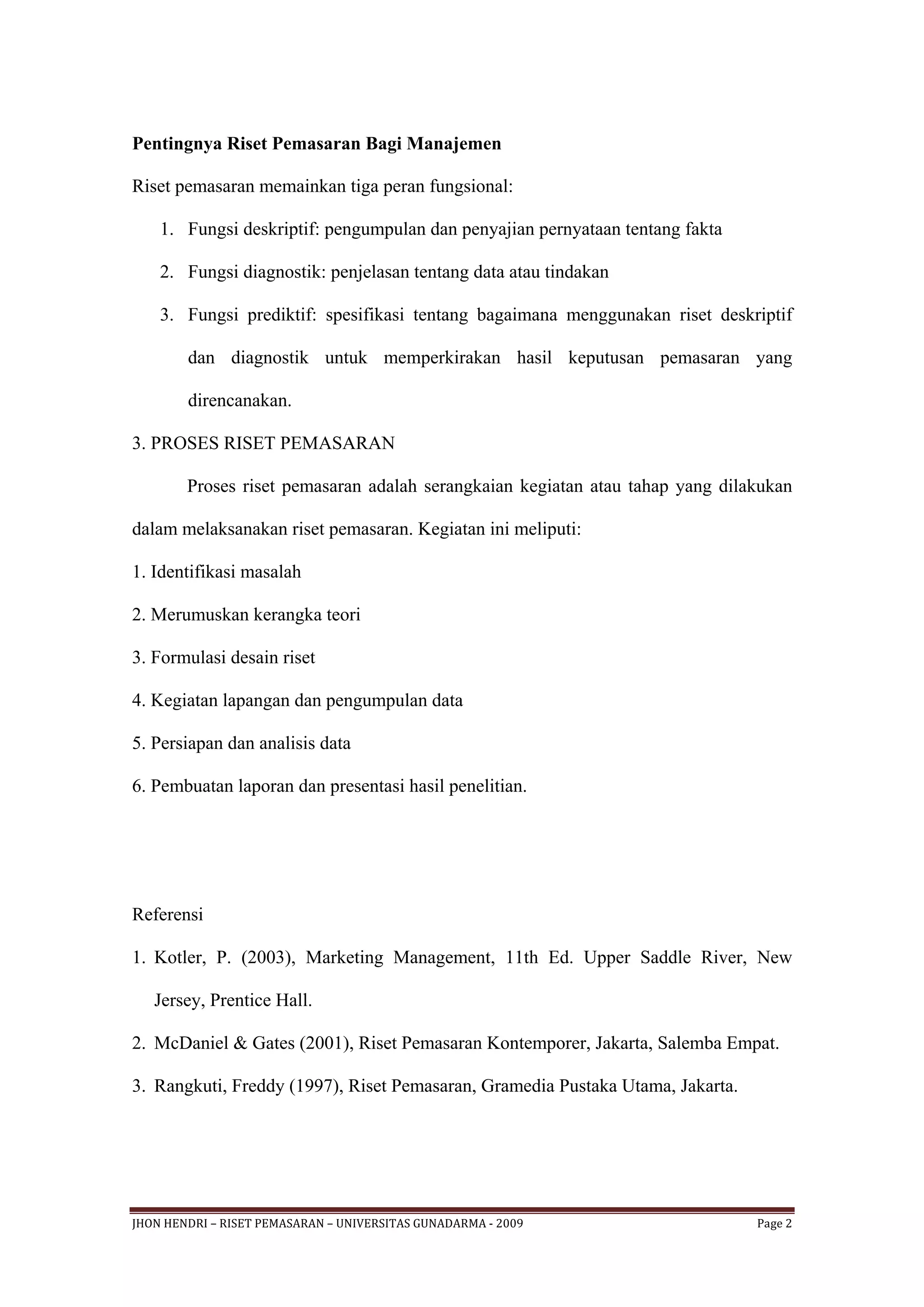 Pendahuluan riset pemasaran | PDF