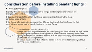 Pendant Lights, Types and their applications | PPTX