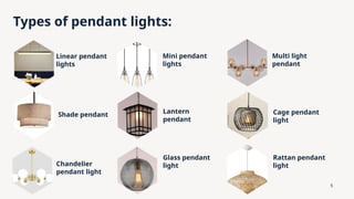 Pendant Lights, Types and their applications | PPTX