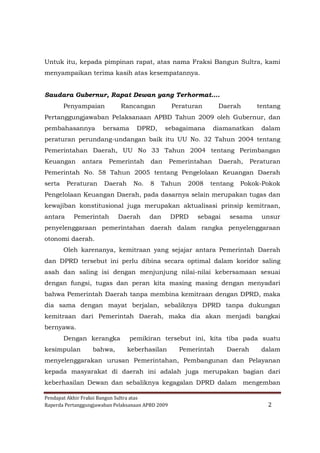 PENDAPAT AKHIR FRAKSI ATAS RAPERDA PERTANGGUNGJAWABAN PELAKSANAAN APBD | PDF